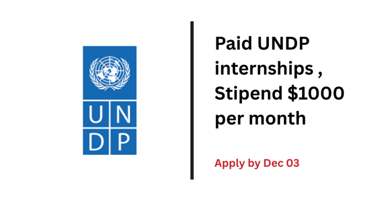 UNDP Internship 2025: Fully Funded 6-Month Internship (Stipend: ~$1,000 ...
