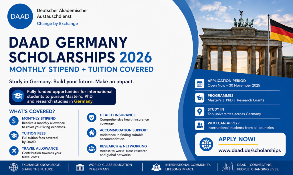 DAAD Germany Scholarships 2026 — Monthly Stipend + Tuition Covered ...